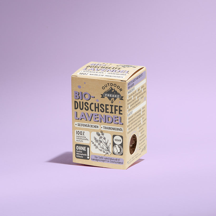 Bio Duschseife Lavendel inkl. Seifensäckchen – Outdoor Freakz